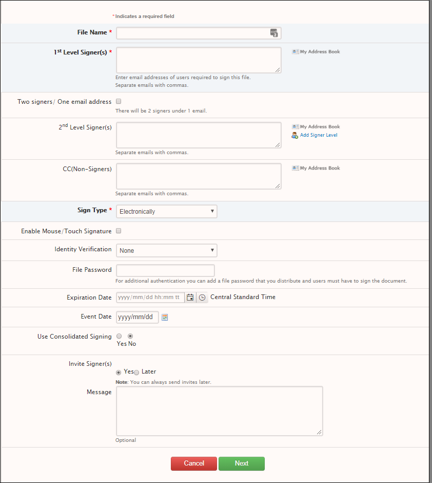 Send a file with eSignatures