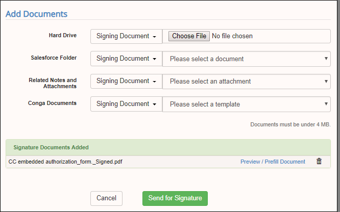 Sending documents in Lightning