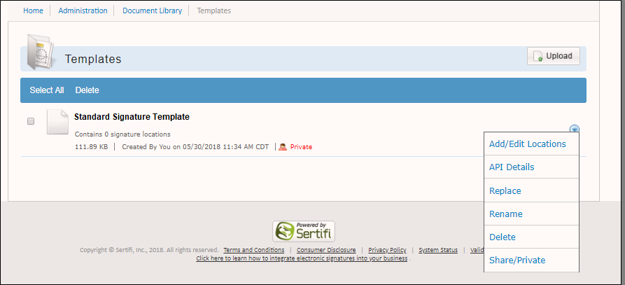 Document Library for eSignatures