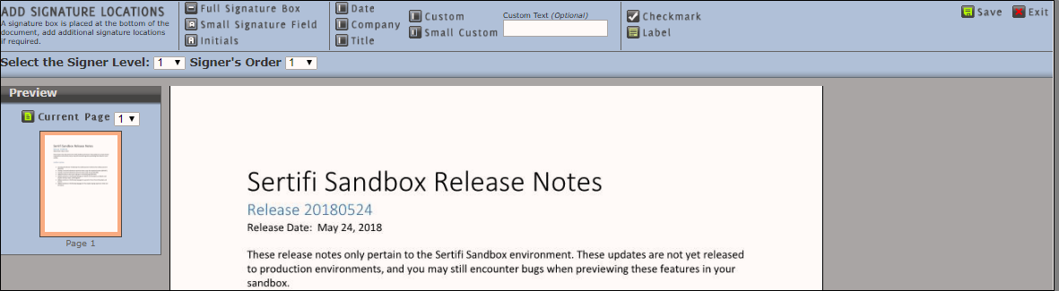 Document Library for eSignatures